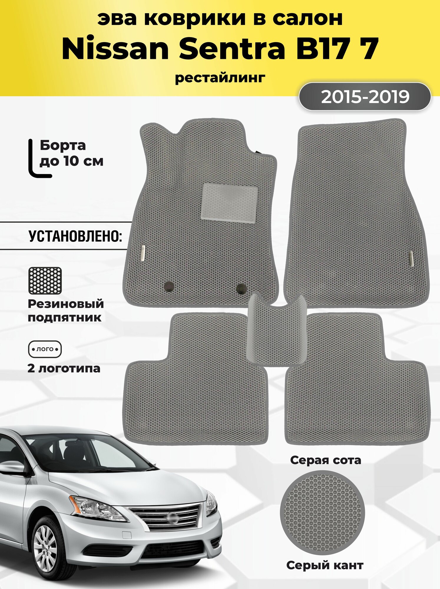 Автомобильные эва коврики Nissan Sentra B17 рестайлинг, ева коврики с бортами, eva в машину