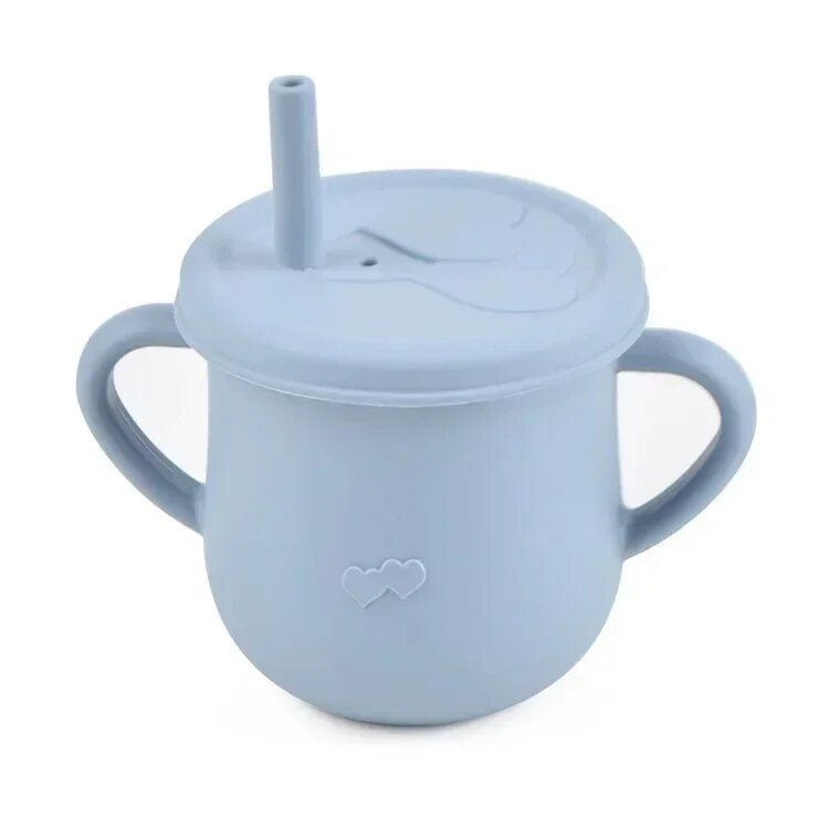Детский силиконовый контейнер для еды 200 мл Голубой, Y21 Sippy Cup