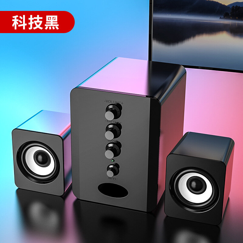 Колонки для компьютера 2.1 с сабвуфером Bluetooth, питание USB, акустическая система для ПК и ноутбука, объемный 3D звук