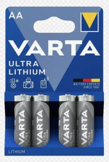 Батарейка литиевая VARTA Ultra Lithium LR06 AA, 4 штуки (4 штуки в блистере)