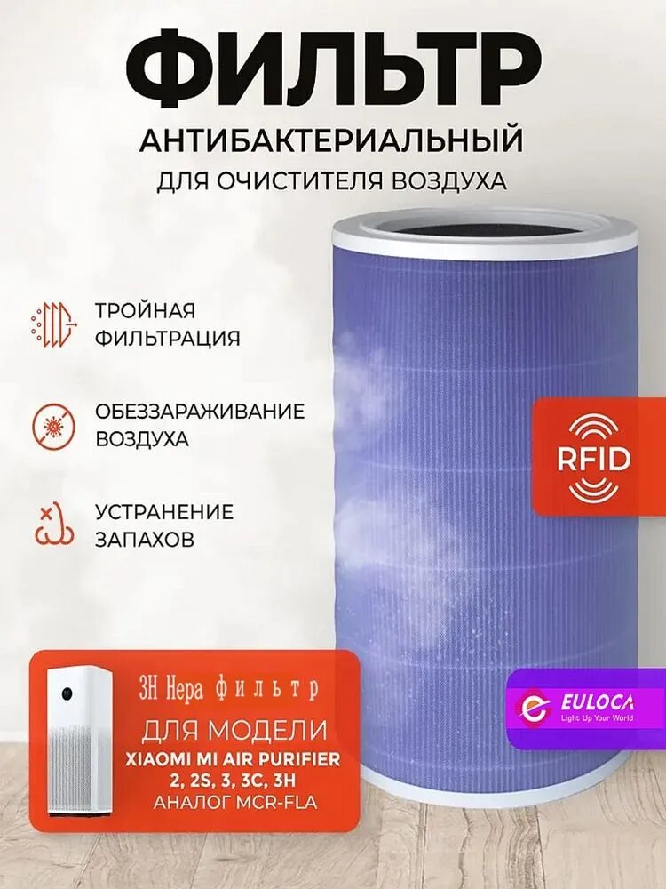 Фильтр для очистителя воздуха Xiaomi Mi Air Purifier 2, 2S, 3, 3C, 3H, антибактериальный, аналог MMCR-FLA