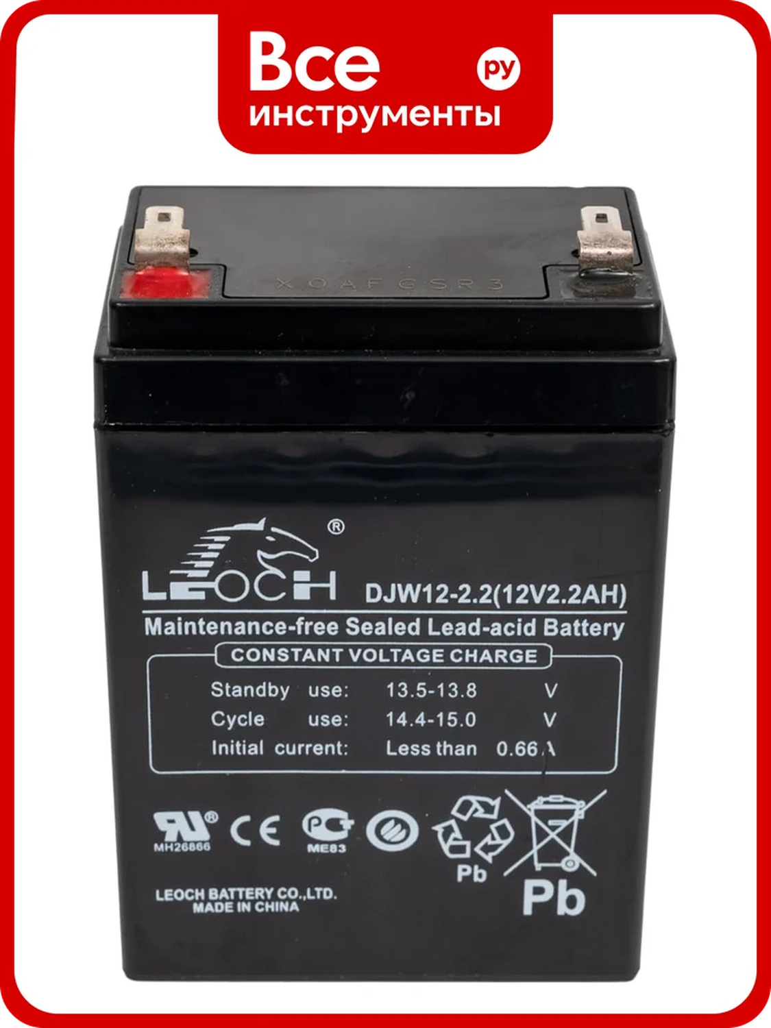 Аккумулятор для ИБП Leoch DJW12-2.2 12В, 2.2 Ач УТ-00001275, 12 л прямая полярность технология