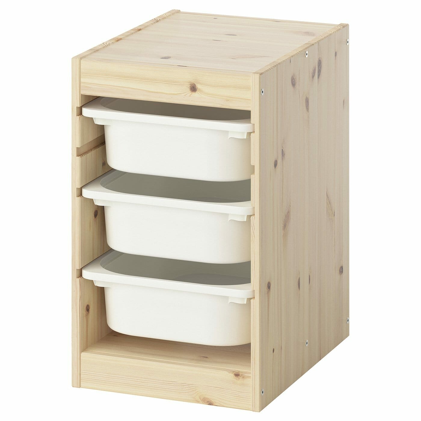 Стеллаж IKEA trofast с контейнерами 495.732.57, светлая сосна тонированная в белый, 32x44x52 см