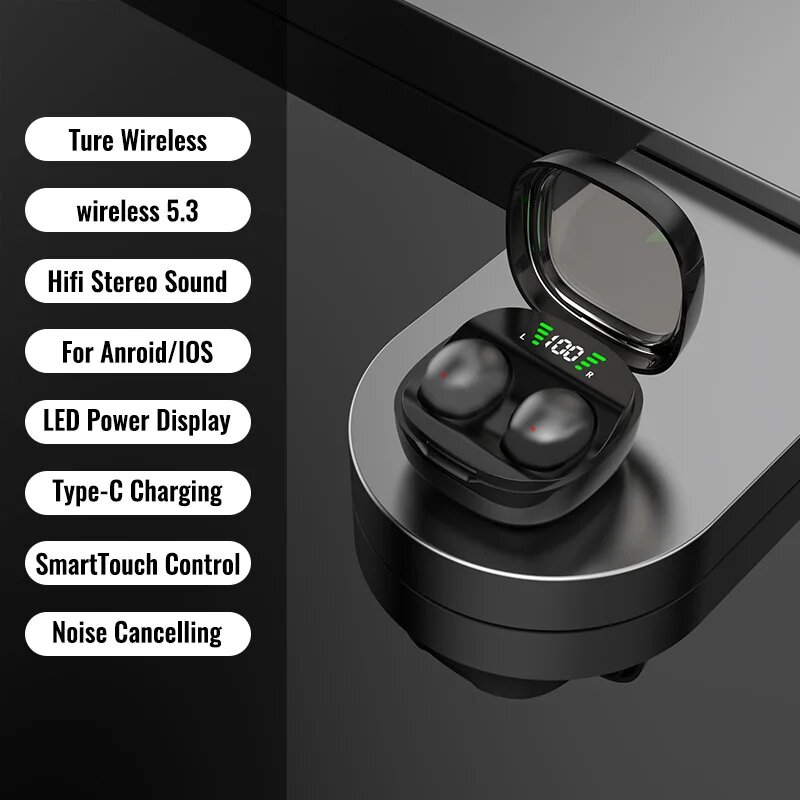 Мини-наушники Bluetooth 5.3 HD Hi-Fi Черный, black