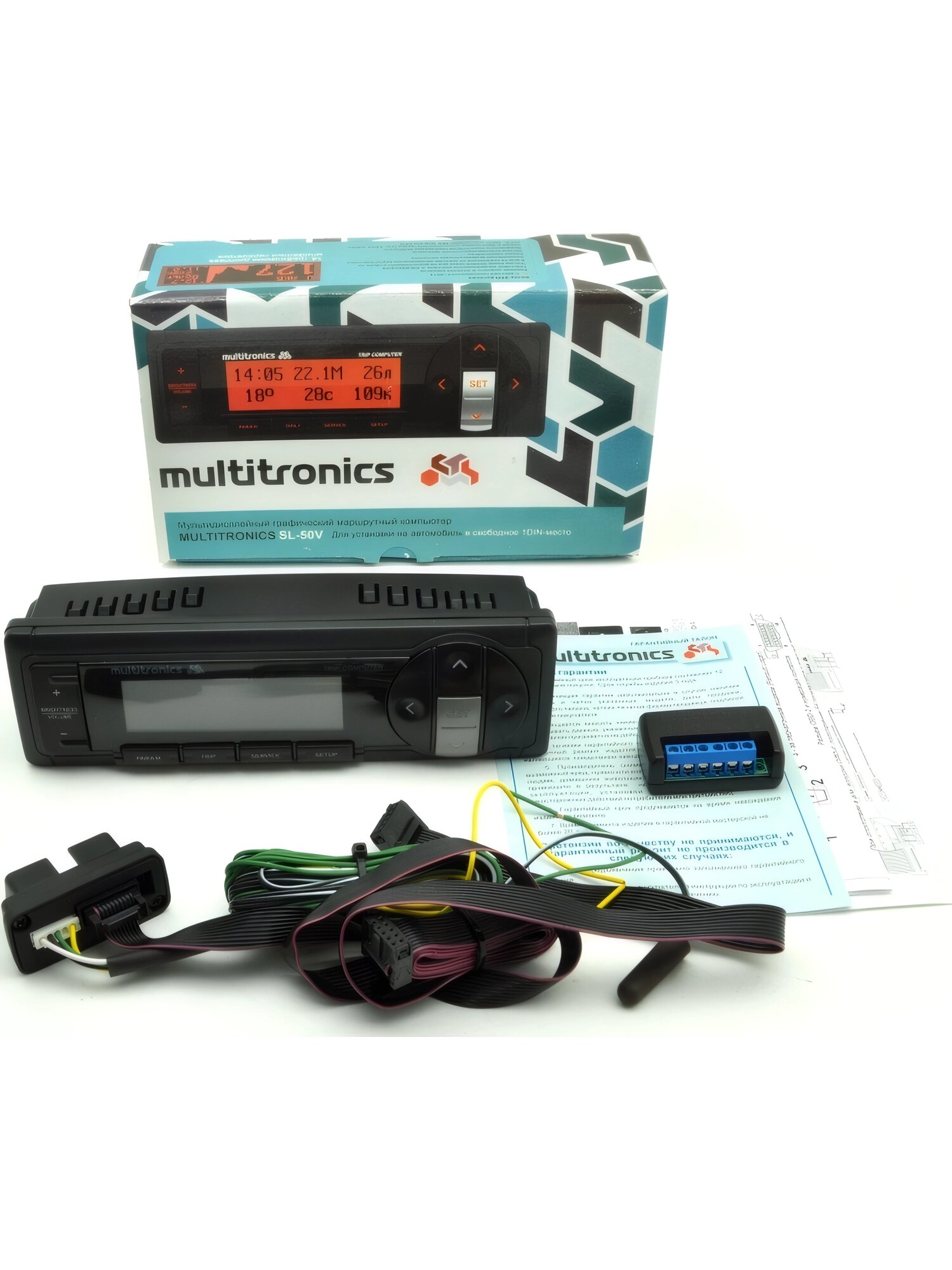 Бортовой компьютер Multitronics (Мультитроникс) SL-50V с подсветкой RGB (для установки в DIN-место) — фото 1
