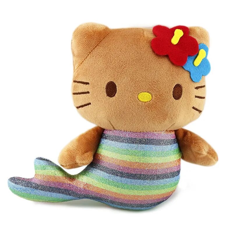 Мягкая игрушка Хеллоу Китти Hello Kitty, смуглая кожа, скейтборд и русалка