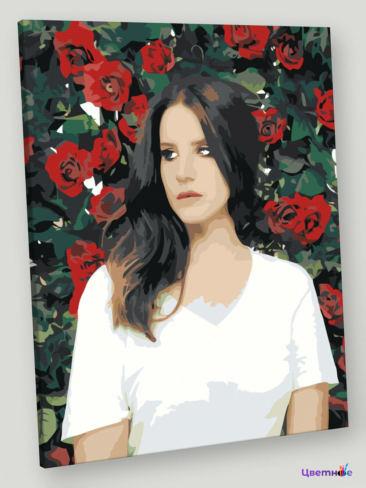 Картина по номерам на холсте с подрамником "Lana Del Rey Лана Дель Рей: С розами 2", Раскраска 40х50 см, Девушки