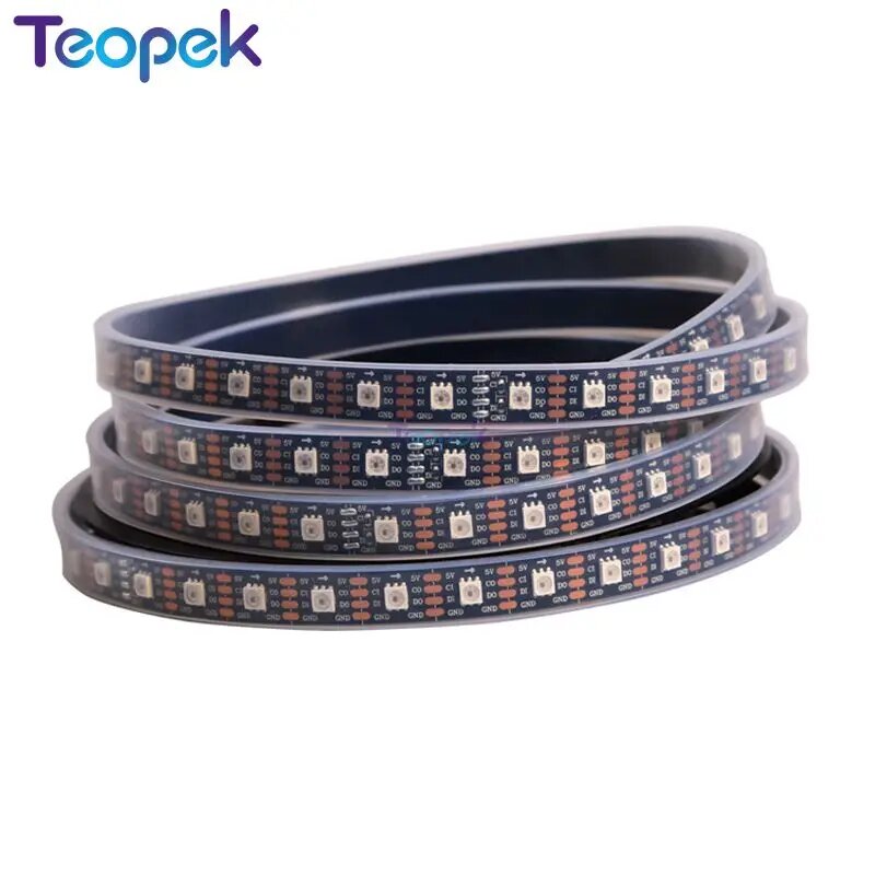 Светодиодная лента teopek APA102 1м/5м 30/60/144 LEDs/m DC5V Белый, White PCB, 1m 144 IP67