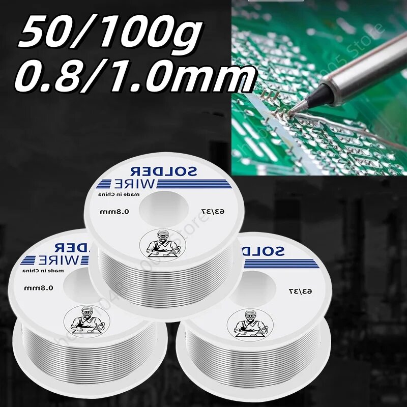 Проволока для пайки олово-серебро-медь 50/100г 1,0/0,8мм с флюсом 50g, 0.8mm