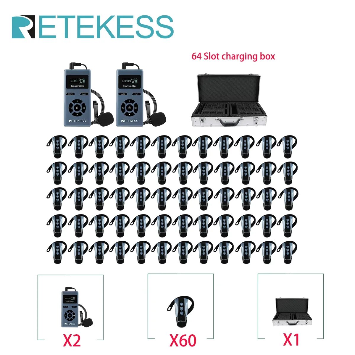 Retekess TT106S Беспроводная система экскурсовода 2-60-charging box