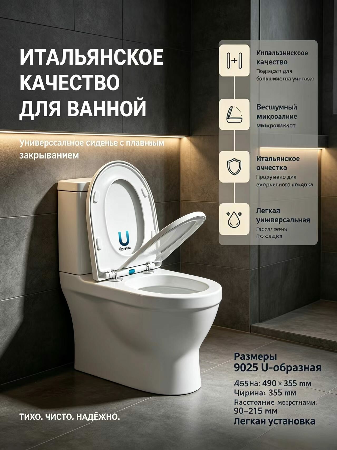 Сиденье для унитаза "SFonte", с микролифтом, овальное, белое.43*36cm