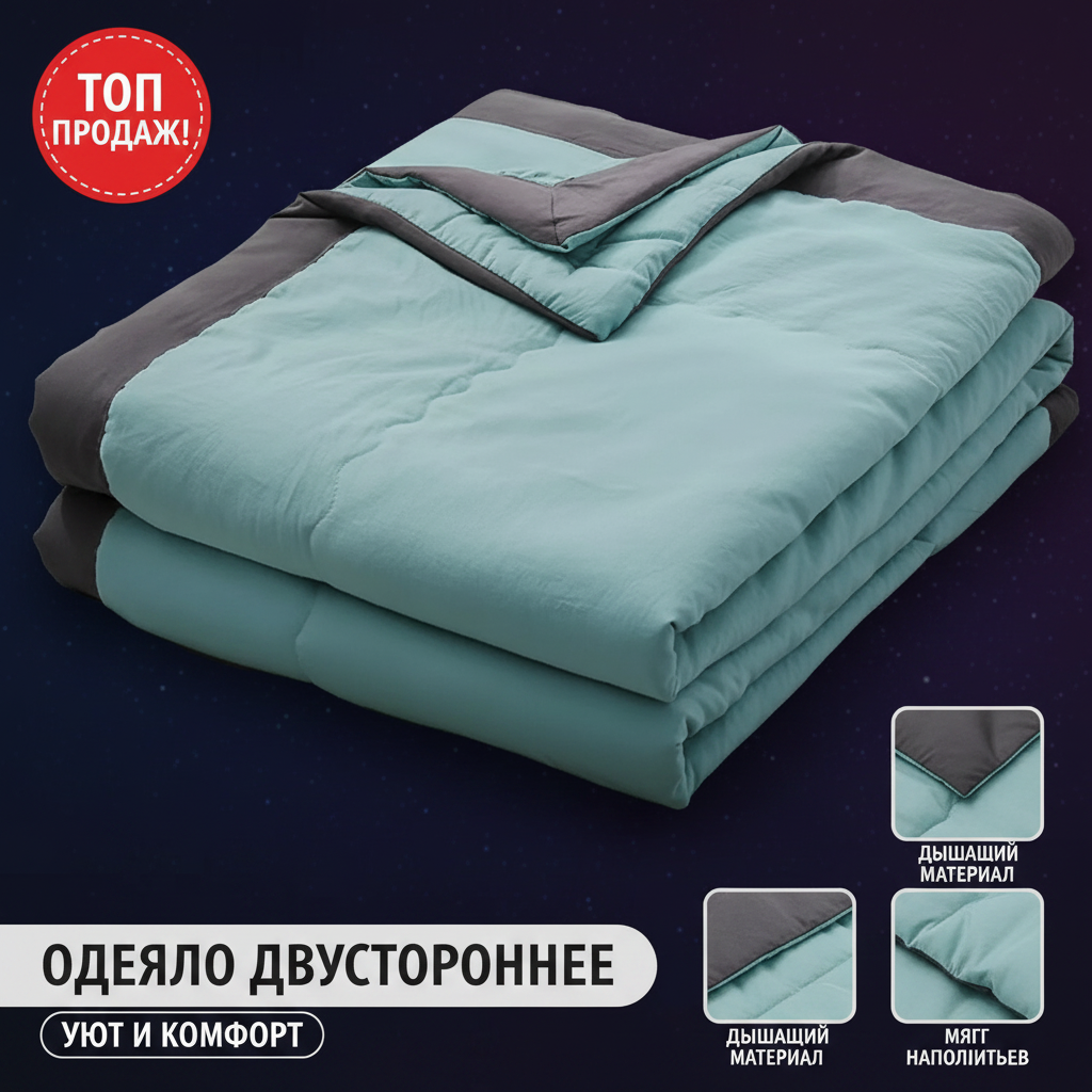 Хлопковое тонкое одеяло 140х200 см летнее спальное с охлаждением