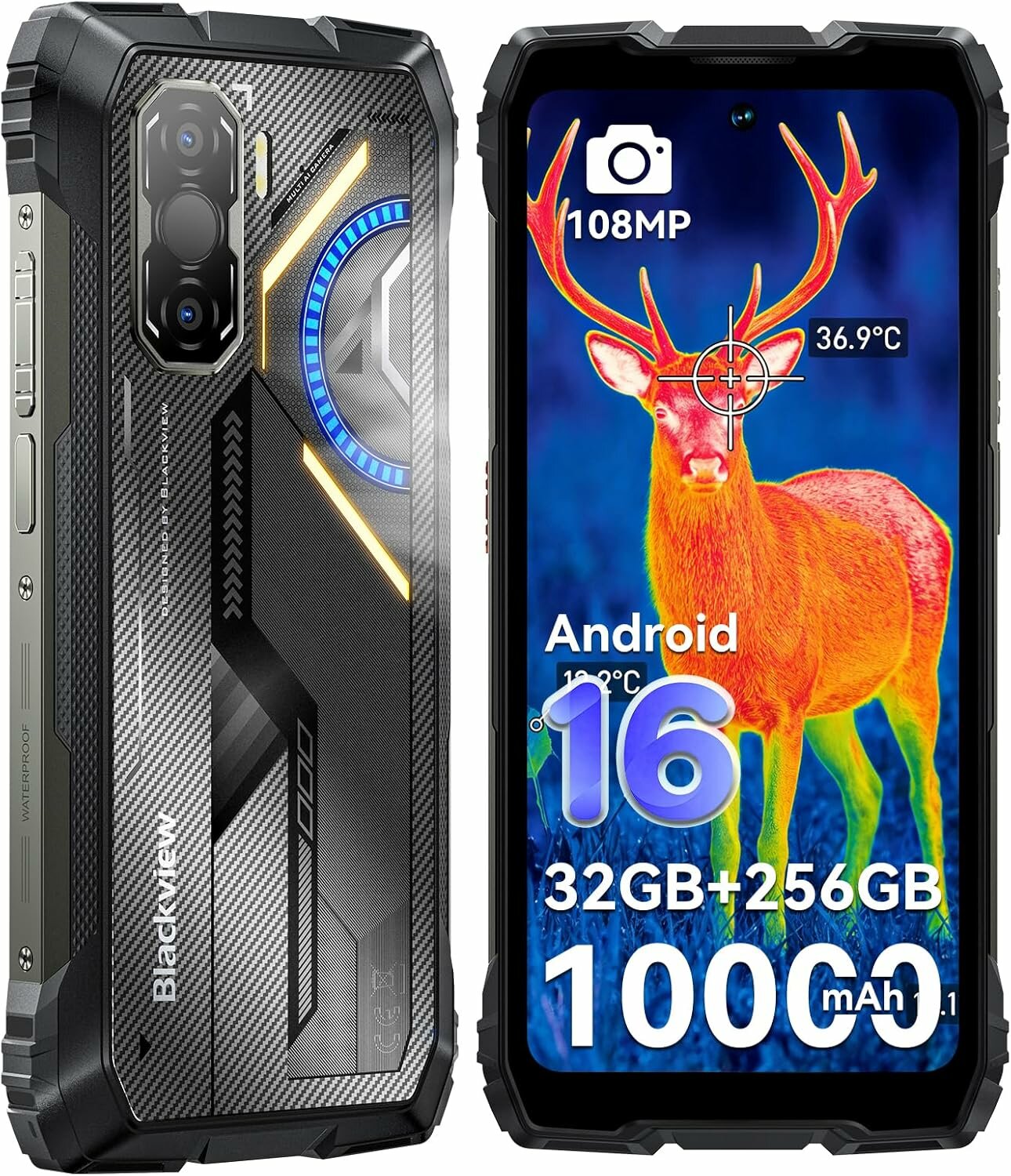 Blackview Rock 3 — защищенный смартфон, 10000 мАч, 32(8+24) ГБ 256 ГБ, 6,78-дюймовый FHD-экран.
