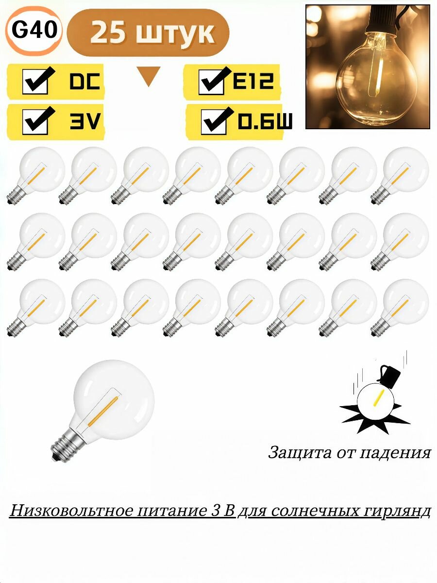 Лампочка, 0.6 Вт, 25 шт.