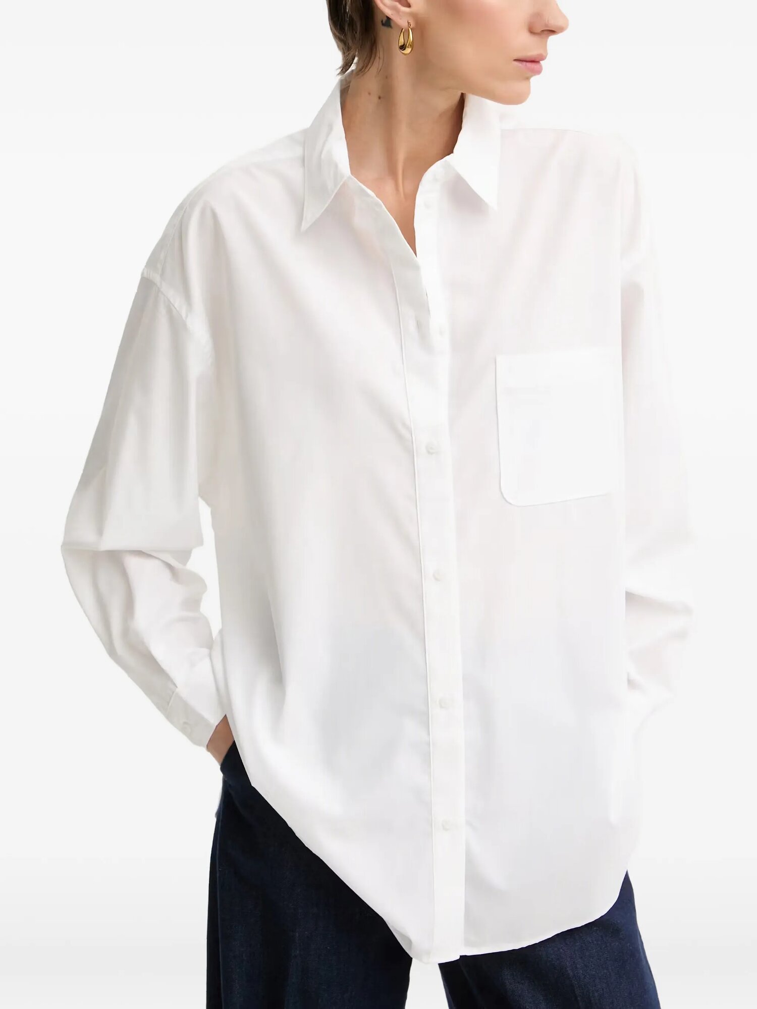 Рубашка Armani Exchange Oversized patch-pocket long-sleeve shirt, размер 48, белый — фото 1