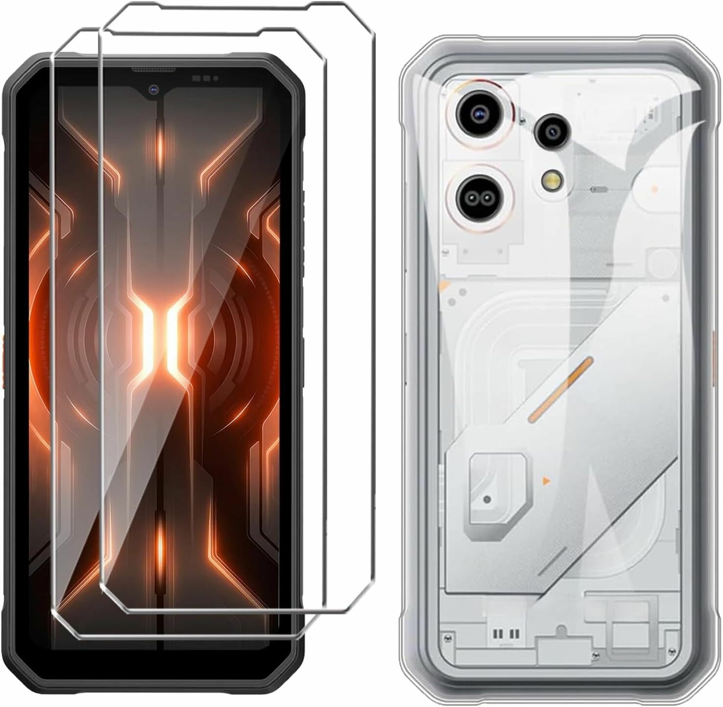 Чехол для Blackview Oscal Marine 3 + 2 x защитная пленка из закаленного стекла для экрана, антивибрационный и скользящий силиконовый бампер (6.56 дюйма) защитное стекло 6.56 антивибрационный бампер