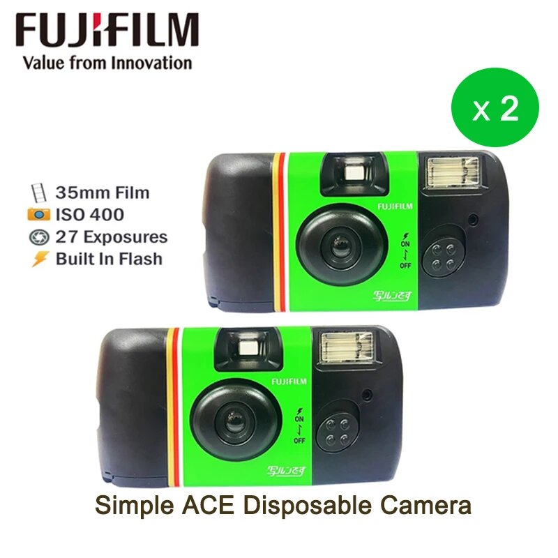 Одноразовая пленочная камера Fujifilm Fujifilm Quick Snap/Fujifilm Quick Fun/Fujifilm ACE 400 со вспышкой 27 фото экспозиций