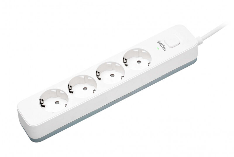 Сетевой фильтр Perfeo "POWER STREAM", 2500W, 5.0м, 4 розетки, белый (PF_C3961)