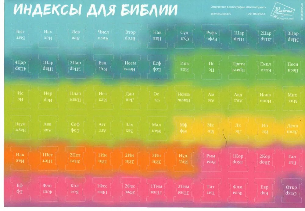 Индексы для Библии. Расцветка 6.