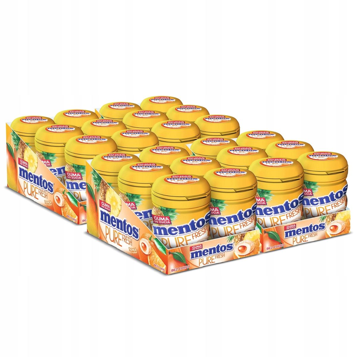 Жевательная резинка Mentos Pure Fresh со вкусом тропических фруктов, без сахара 24х60 г - 5907447604691