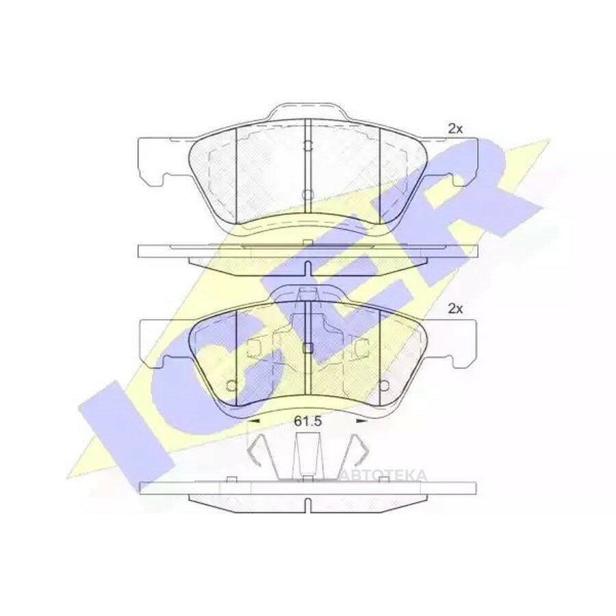 Колодки тормозные дисковые ICER 182030 передн, FORD: MAVERICK 2.0 16V/2.3 16V/3.0 V6 24V 01-, FORD AUSTRALIA: ESCAPE 2.3/3.0 4WD 01-