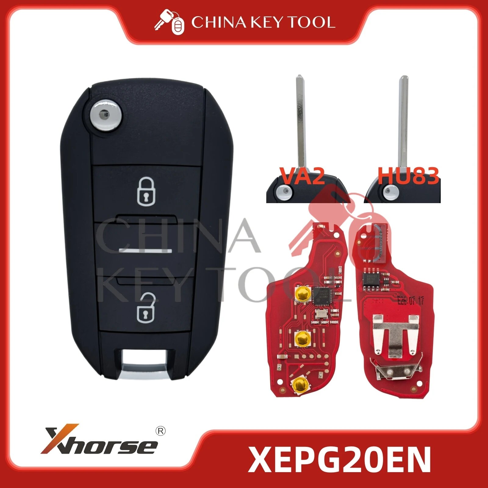 Печатная плата суперпульта дистанционного управления Xhorse XEPG20EN с 2 Buttons, VA2 for Peugeot