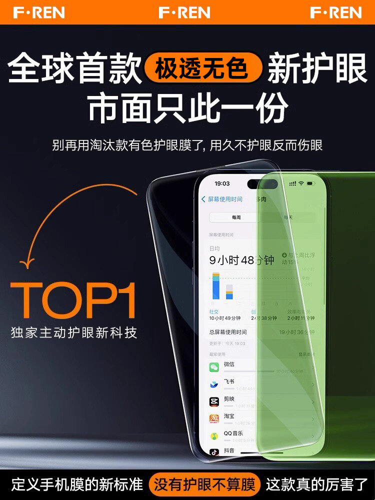 IPhone 16 Анти-синий свет Защита глаз, две штуки, фильтр вредного света