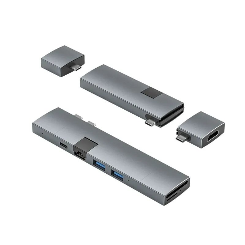 USB C Хаб 7 В 2 Съемный Type-C На 4K 60HZ -Совместимый Gigabit RJ45 Ethernet Многофункциональный 3.0 /TF Сплиттер