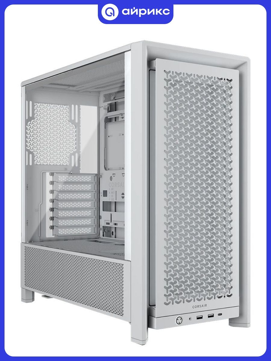 Компьютерный корпус Corsair Frame 4000D, Midi-Tower, без вентиляторов, белый, CC-9011291-WW