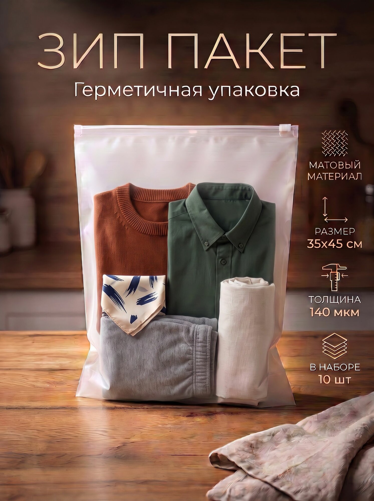 Zip пакеты с бегунком 35x45 10шт
