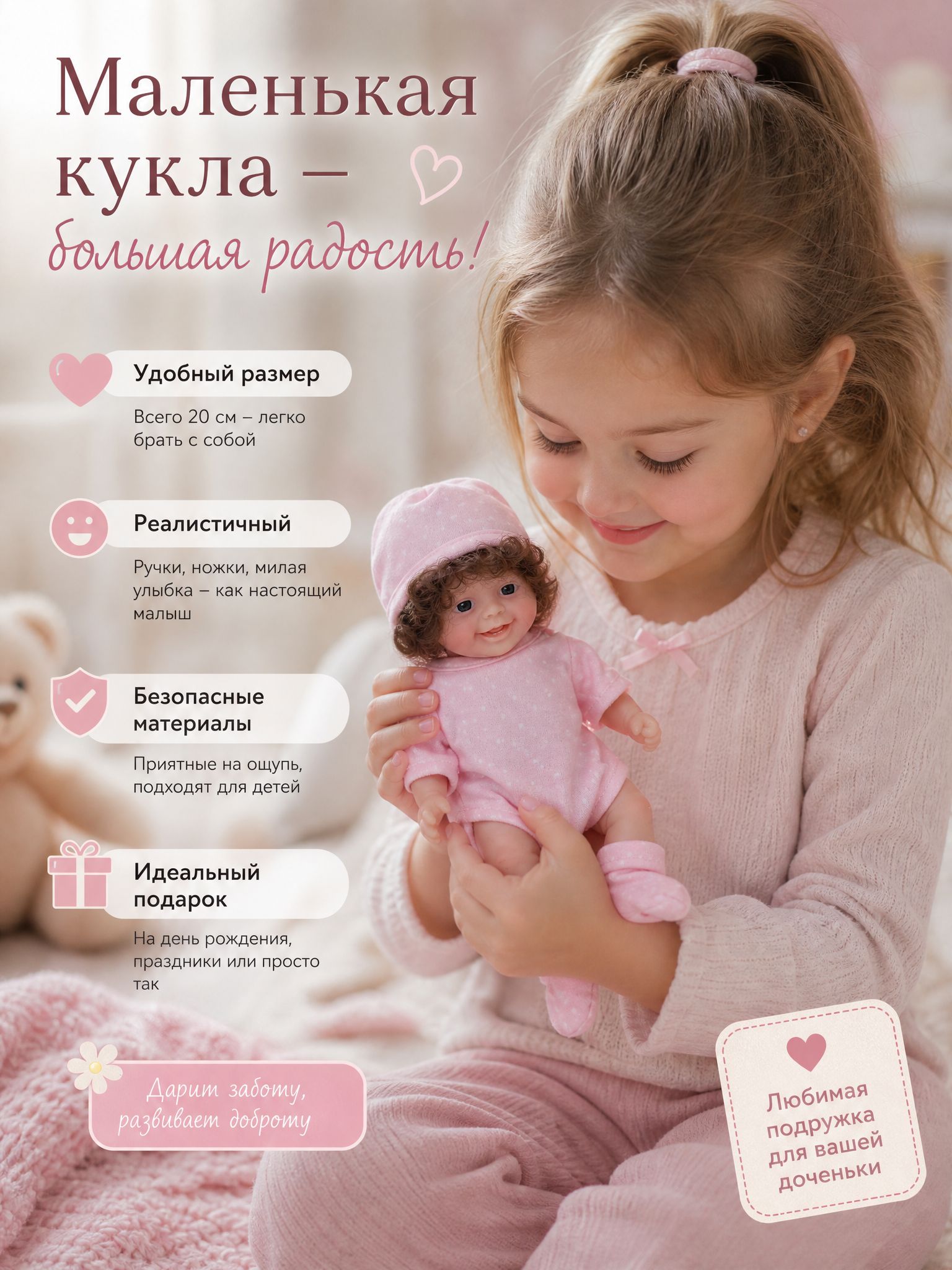 Brastoy Силиконовая кукла-младенец, реалистичная миниатюрная кукла для перерождения, силиконовая игрушка,20СМ с аксессуа