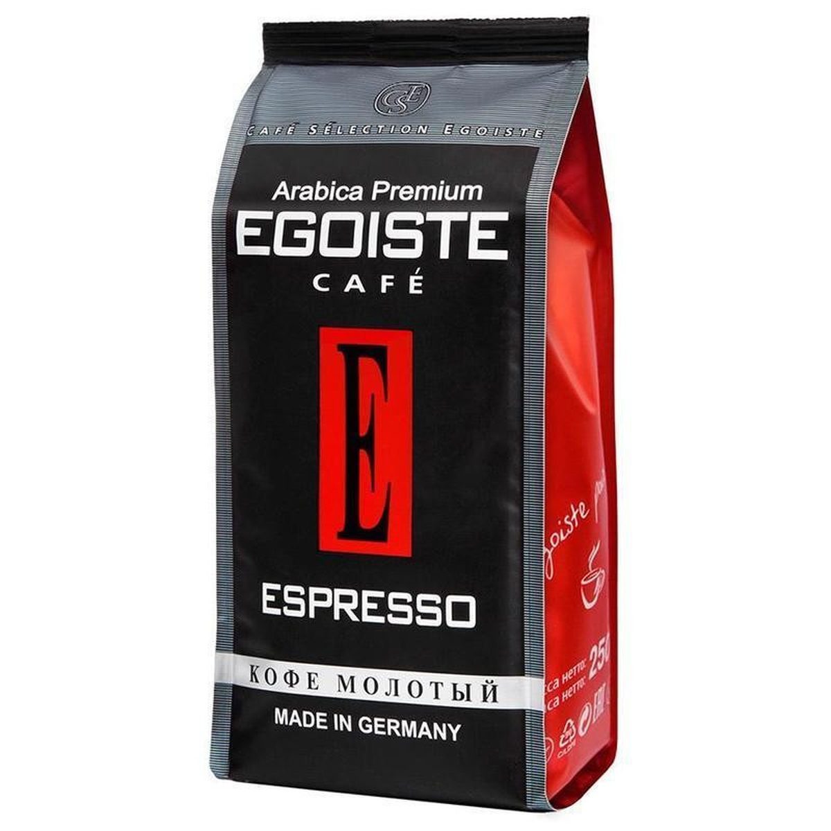 Кофе молотый Egoiste Espresso (250г, вакуумная упаковка), 12 уп.