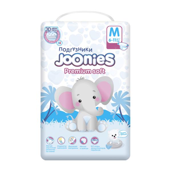 Подгузники Joonies Premium Soft р. M 6-11 кг 58шт