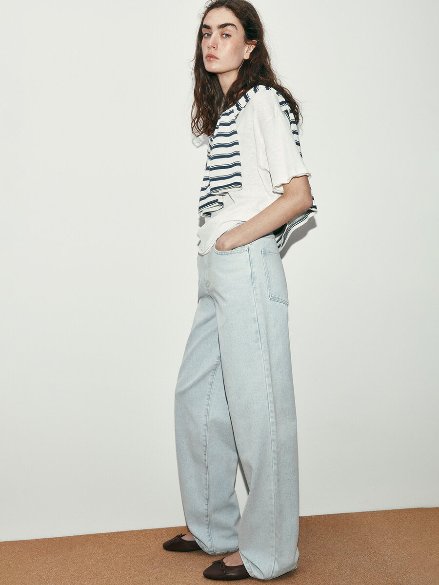 Джинсы широкие широкие с высокой посадкой 