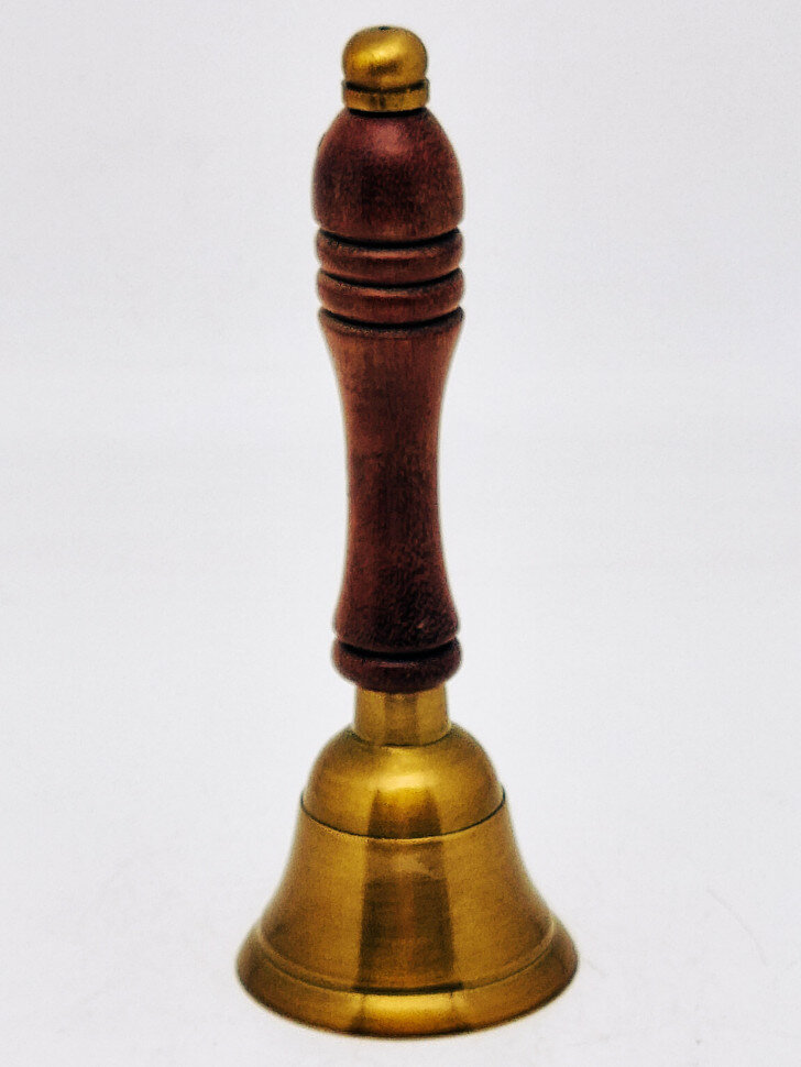 Колокольчик ручной с деревянной ручкой, высота 13,5см