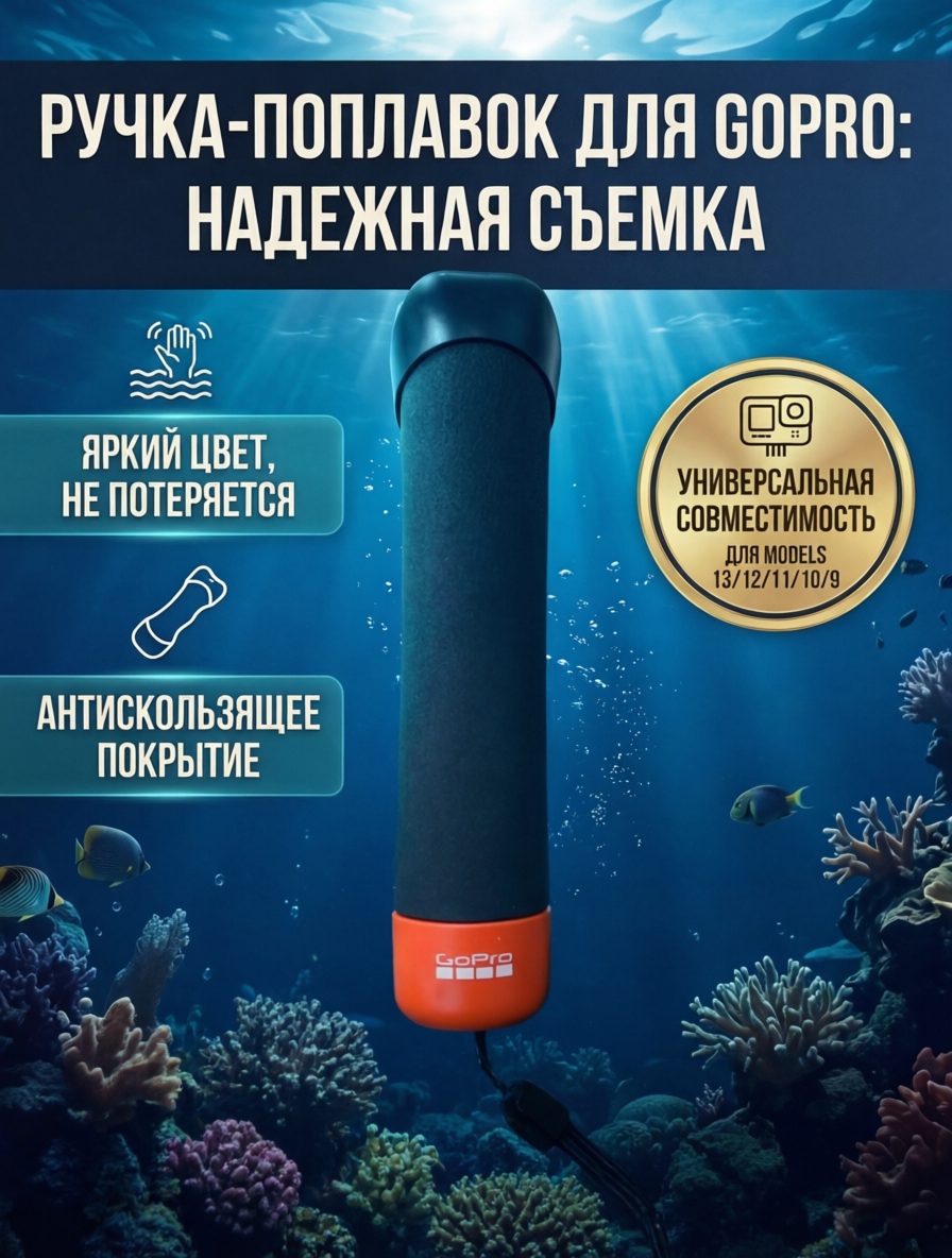 Монопод ручка-поплавок GoPro, плавающая рукоятка для экшн камер GoPro 13/12/11/10