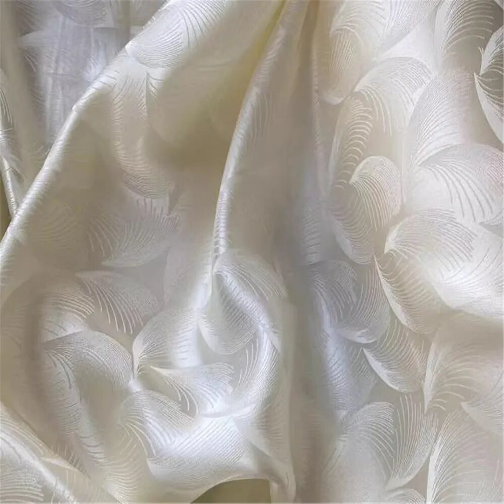 Шелковая жаккардовая ткань для платья Белый, Ivory