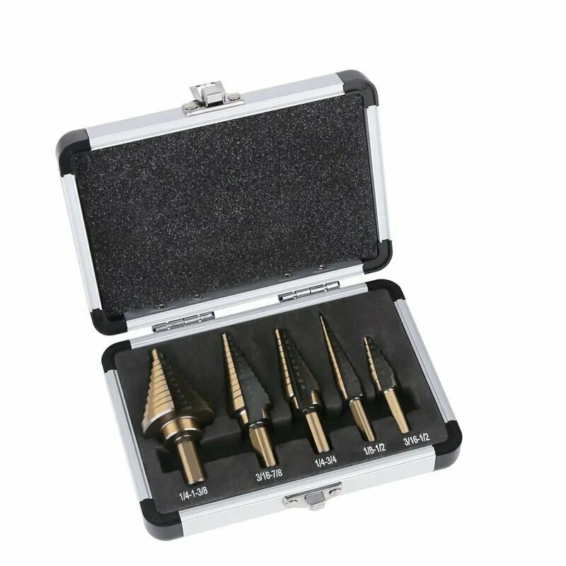 Набор сверло ступенчатое по металлу с титановым покрытием в кейсе 5шт (6-35, 5-22, 6-19, 5-13, 3-12мм)/ступенчатое сверло