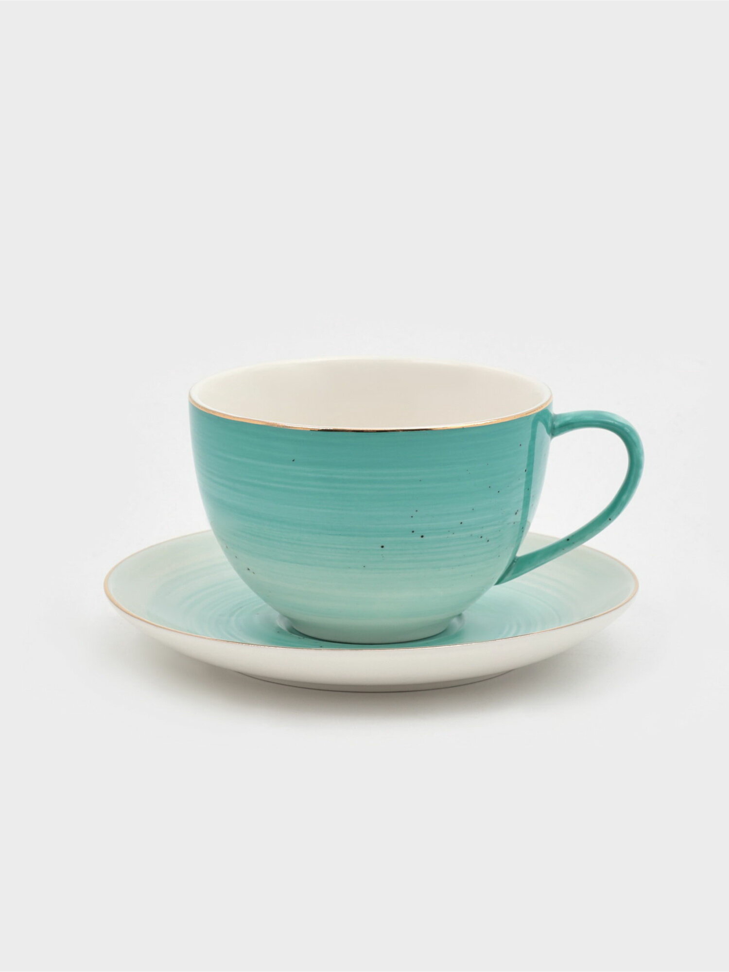 Чайная пара "Млечный путь", 2 предмета: чашка 220 мл, блюдце d=13.5 см, фарфор, бирюзовая