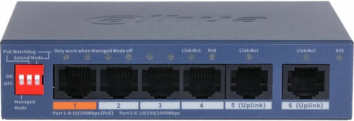 Dahua DH-CS4006-4ET2GT-60 4-портовый PoE коммутатор с функцией облачного управления