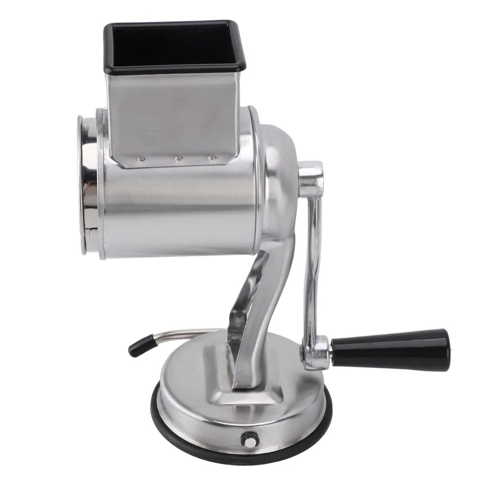 Ручной терка-шреддер из нержавеющей стали для кухни: мельница с ручным приводом, 5 сменными лезвиями, ручкой для овощей, орехов и картофеля, серебристый цвет, 1 штука