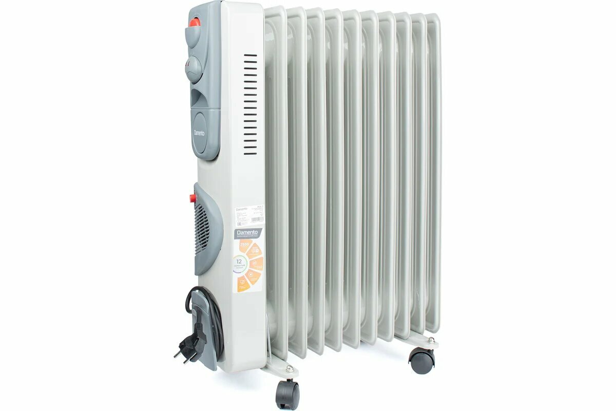 Масляный радиатор Damento с тепловентилятором REA-11, 2500 Вт, регулируемый термостат, 3 реж. мощности (1/22) 016920