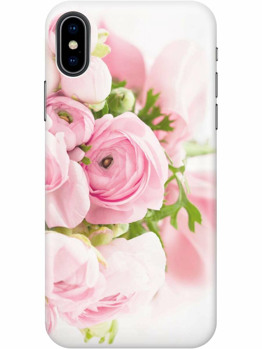 Силиконовый чехол на Apple iPhone Xs / X / Эпл Айфон Икс / Икс Эс с рисунком "Розовые розы"