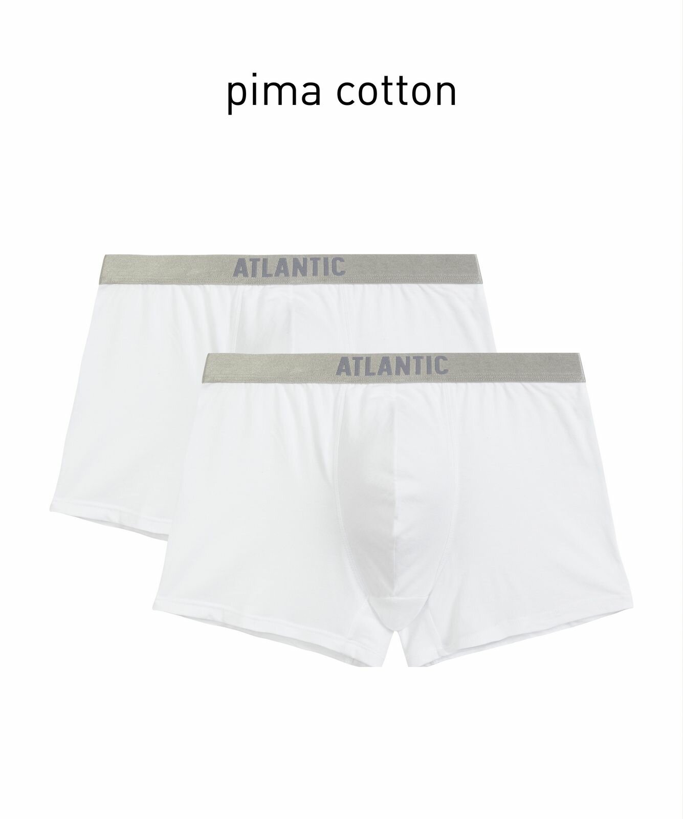 Трусы мужские боксеры (2шт), Atlantic Basic 2BMH-012, пима хлопок, белый (XXL)