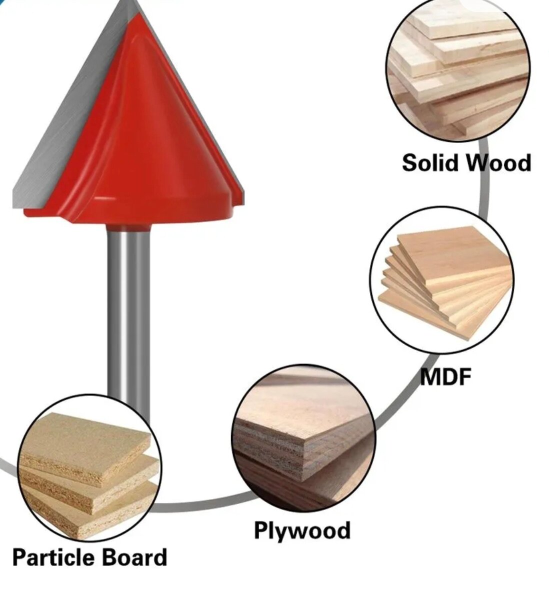 V-образная фреза по дереву, размеры 6*22*90 см с хвостовиной