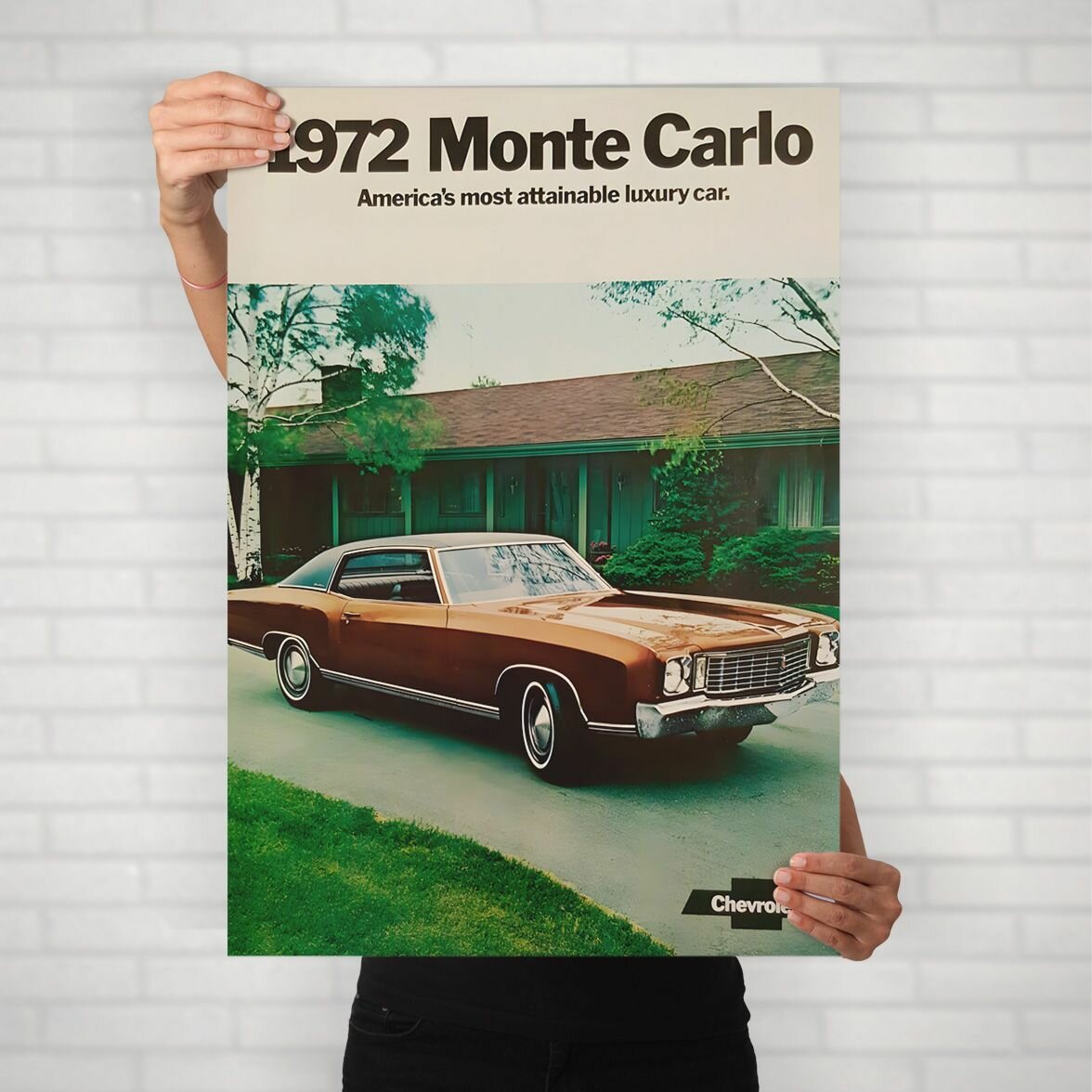 Плакат на стену для интерьера Лоурайдер (Chevrolet Monte Carlo 1) - Постер по тюнингованным автомобилям формата А1 (60x84 см)