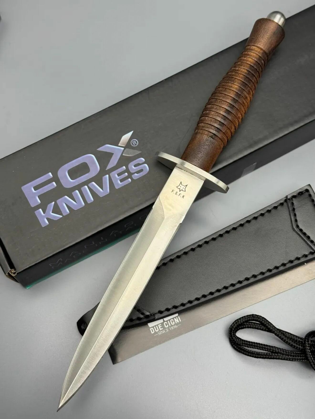 Нож тактический Fox Knives FX593, охотничий, сталь C440, фиксированный, с ножнами