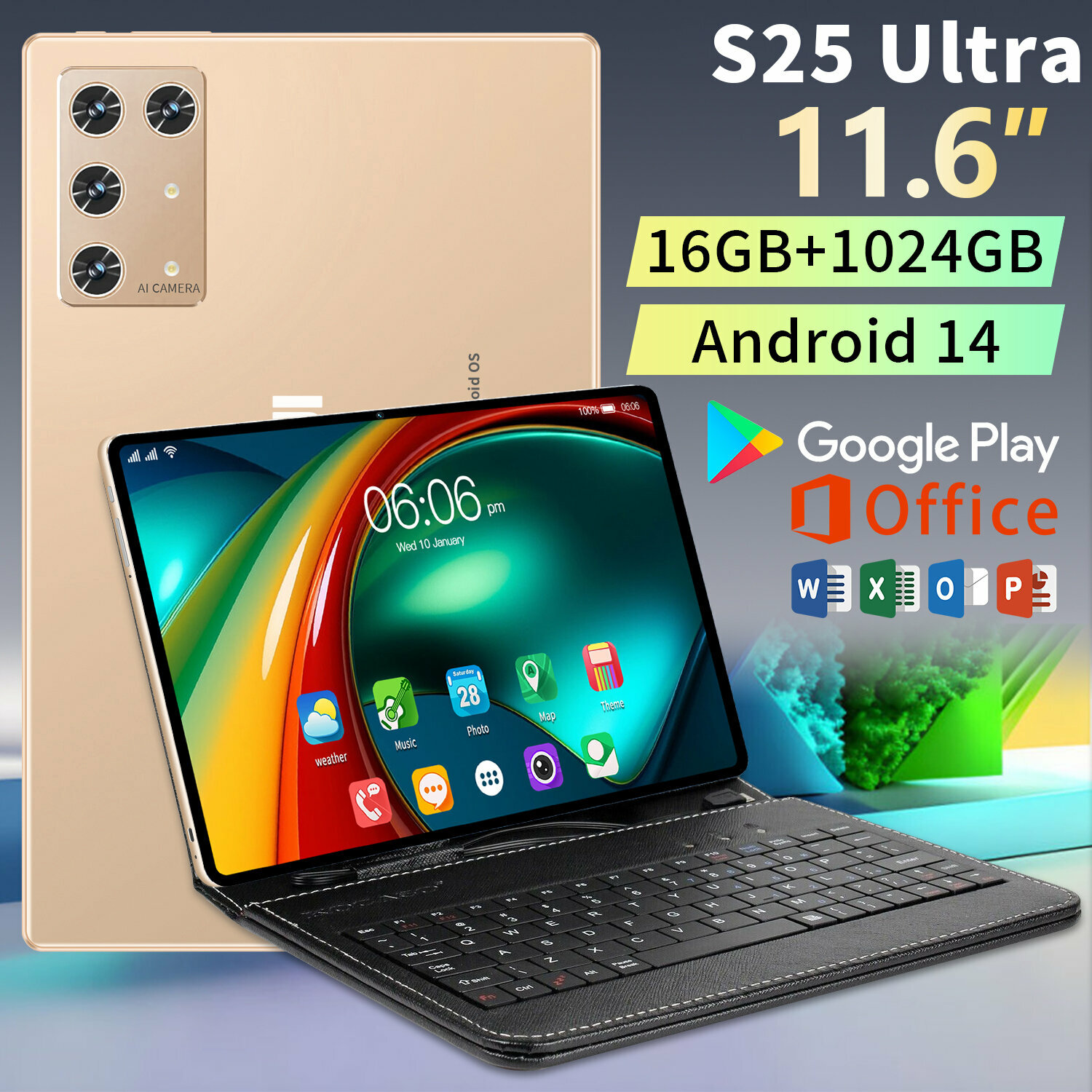 Игровой планшет S25 Ultra, Android 14, IPS, 11.6", 16 ГБ/1024 ГБ, 16ГБ/1024ГБ