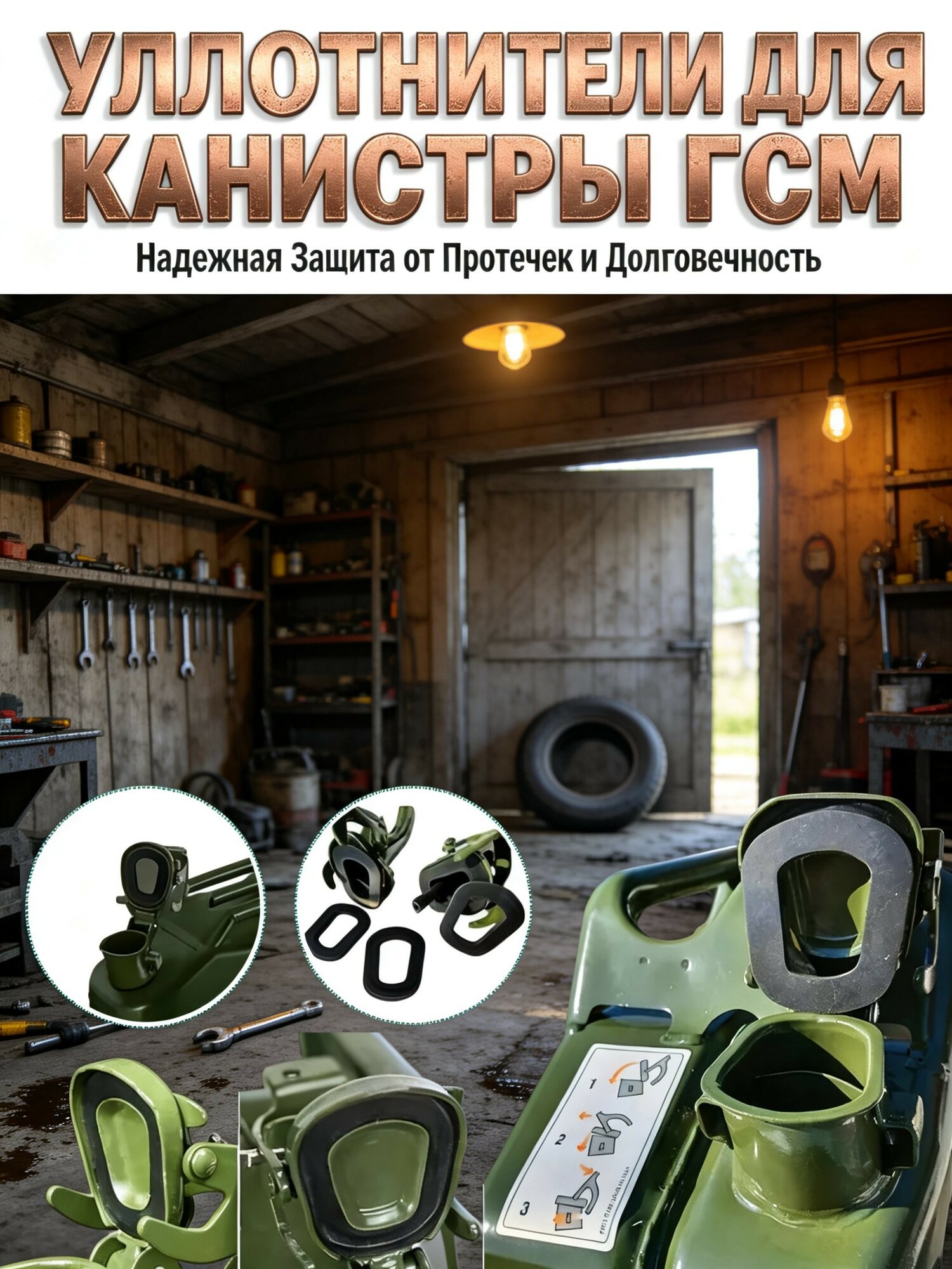 Прокладка-уплотнитель из маслобензостойкой резины, герметизация крышки канистр 5, 10 и 20 литров