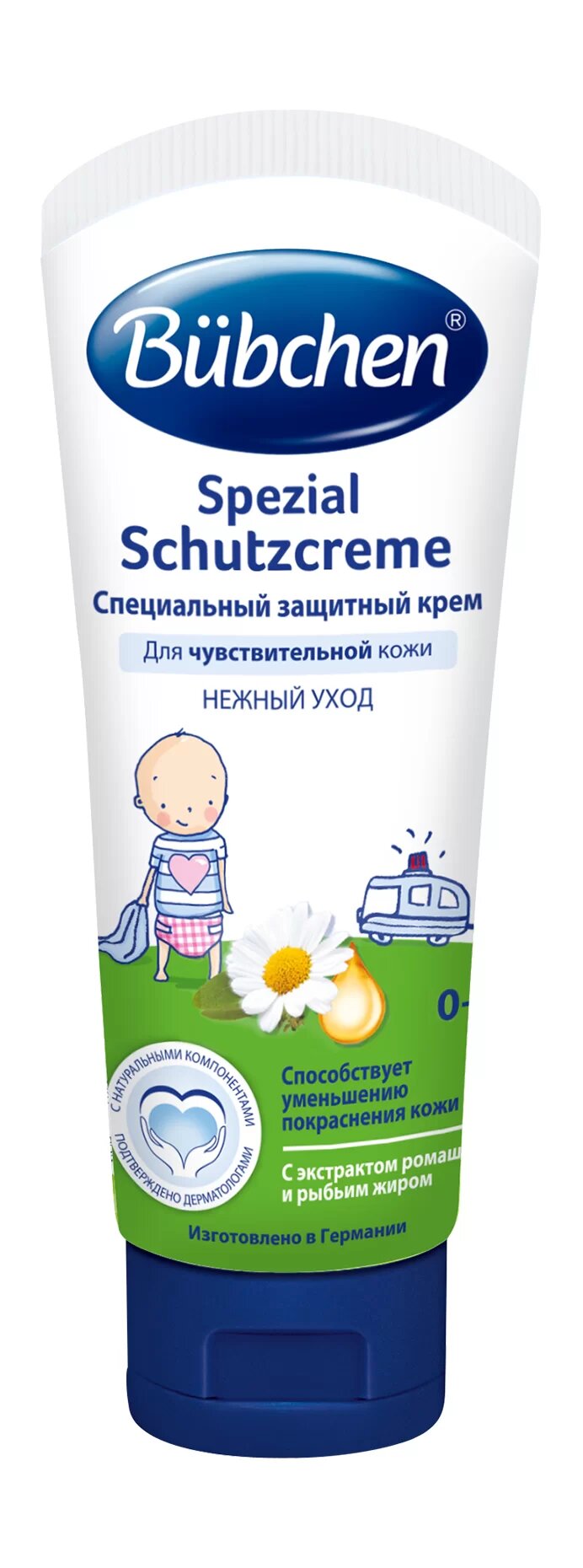 Детский крем BUBCHEN Spezial Schutzcreme для чувствительной кожи тела с экстрактом ромашки, 75 мл